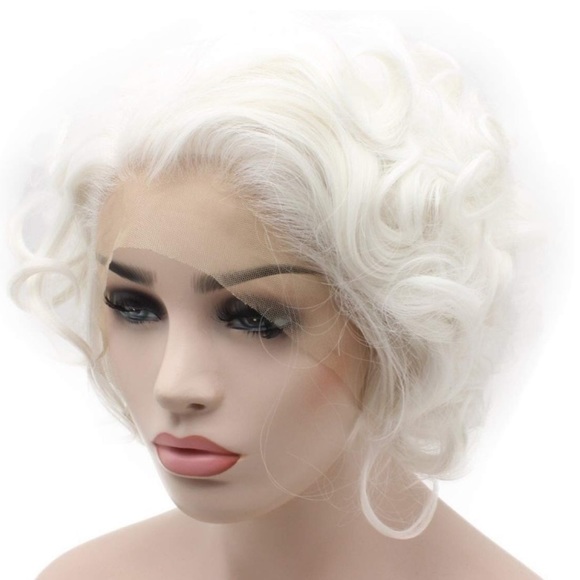 Fashiondeityshair | Accessories | Monroe White Curly Lace Front Wig Nwt ...